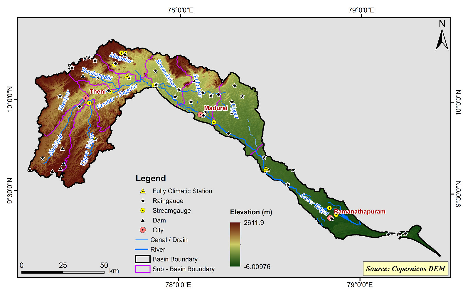 Mapa Do Rio Vaigai Reorganization Of The Drainage Network Based On